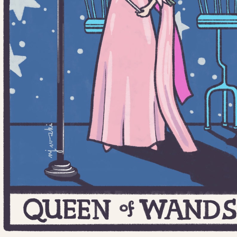 Queen of Wands - Tarot Card Art - 5x7 Art Print, Hand-cut and Mounted ...