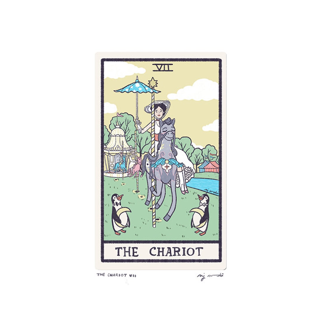 The Chariot VII - Tarot Card Art - 5x7 Art Print, Hand-cut and Mounted ...