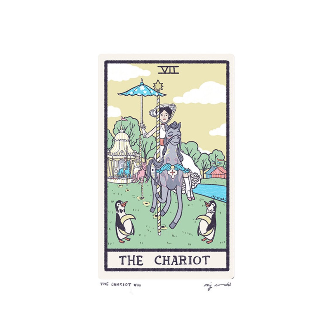 The Chariot VII Tarot Card Art 5x7 Art Print Hand-cut and - Etsy