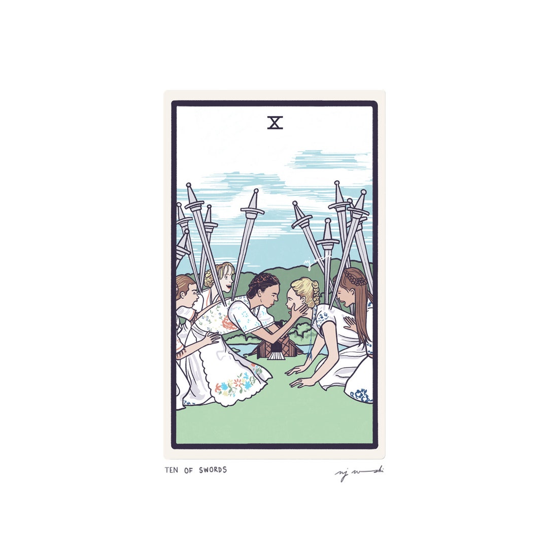 Ten of Swords - Tarot Card Art - 5x7 Art Print, Hand-cut and Mounted ...