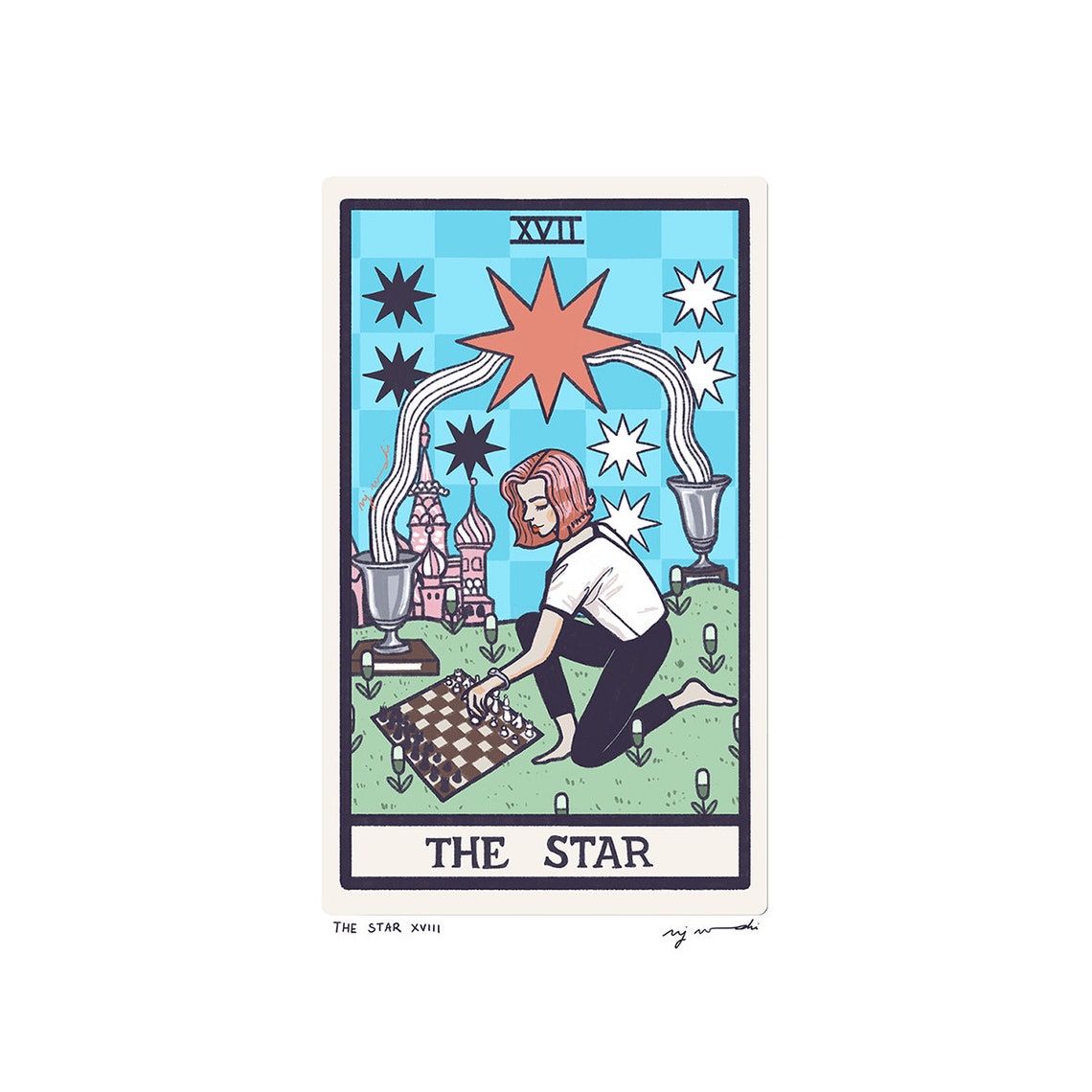 The Star XVII - Tarot Card Art - 5x7 Art Print, Hand-cut and Mounted ...