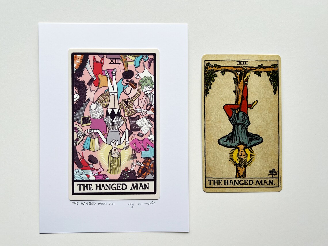 The Hanged Man XII - Tarot Card Art - 5x7 Art Print, Hand-cut and ...