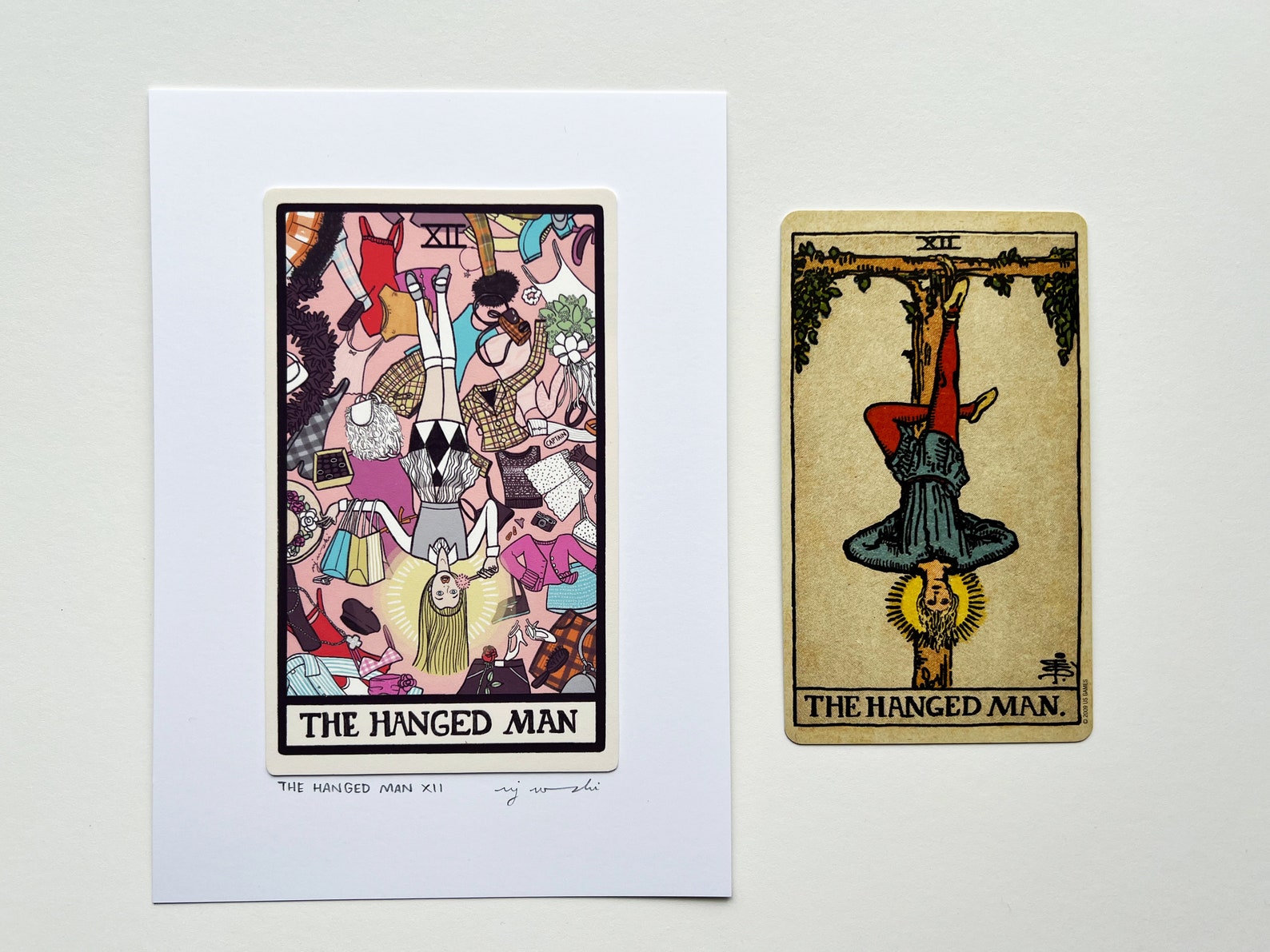The Hanged Man XII - Tarot Card Art - 5x7 Art Print, Hand-cut and ...