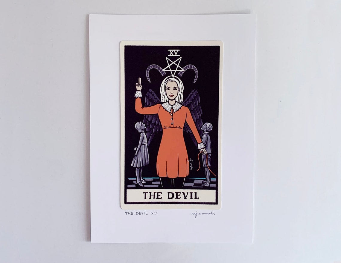 The Devil XV Tarot Card Art 5x7 Art Print Hand-cut and | Etsy