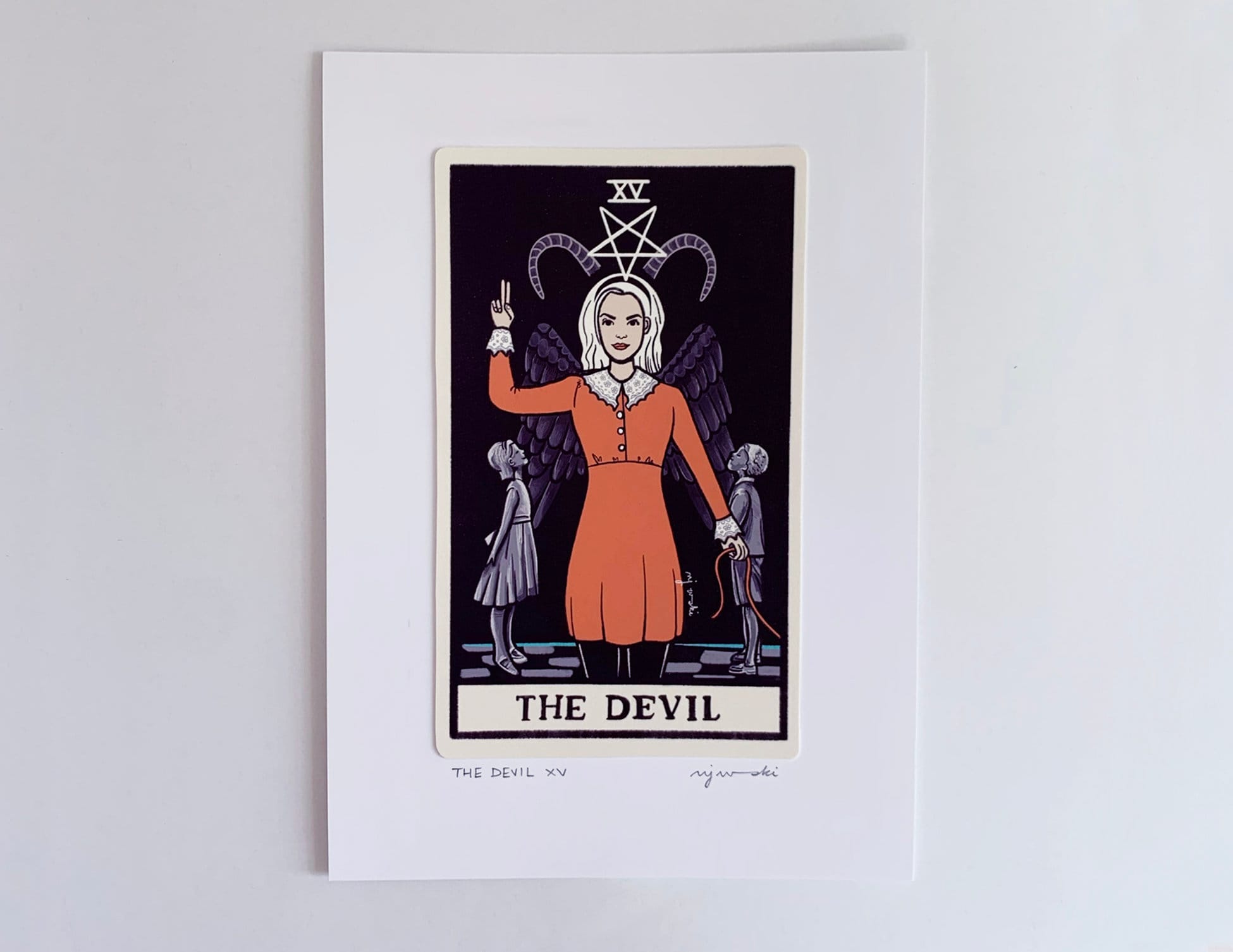The Devil XV Tarot Card Art 5x7 Art Print Hand-cut and | Etsy