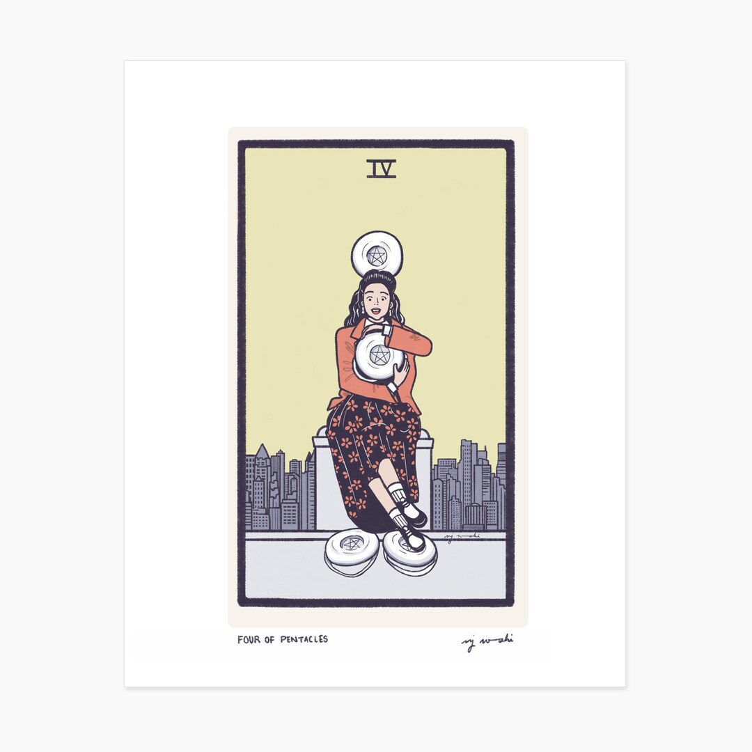 Four of Pentacles - Large Tarot Print - 8x10 or 11x14 - Etsy UK