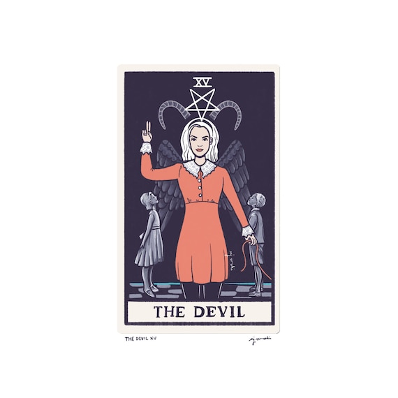 The Devil XV Tarot Card Art 5x7 Art Print Hand-cut and - Etsy
