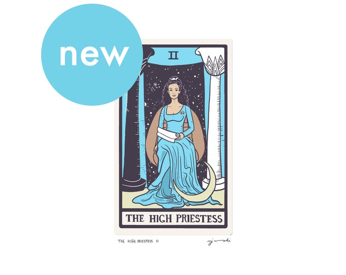 The High Priestess II Tarot Card Art Hand-cut Art Card Mounted on 5x7 ...