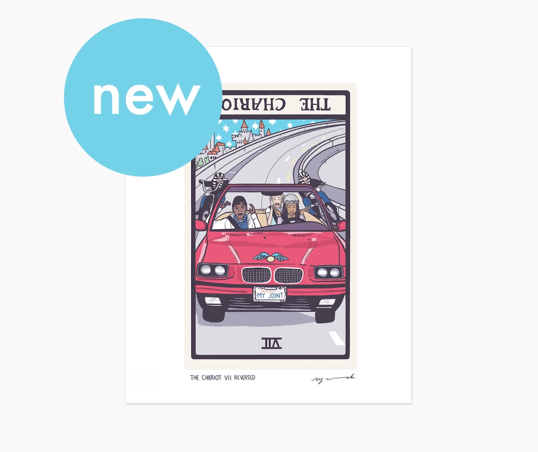 The Chariot VII Reversed Tarot Card Art Hand-cut Art Card Mounted on ...