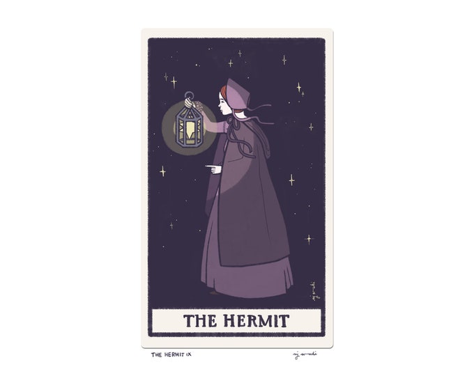 The Hermit IX - Tarot Card Art - 5x7 Art Print, Hand-cut and Mounted ...