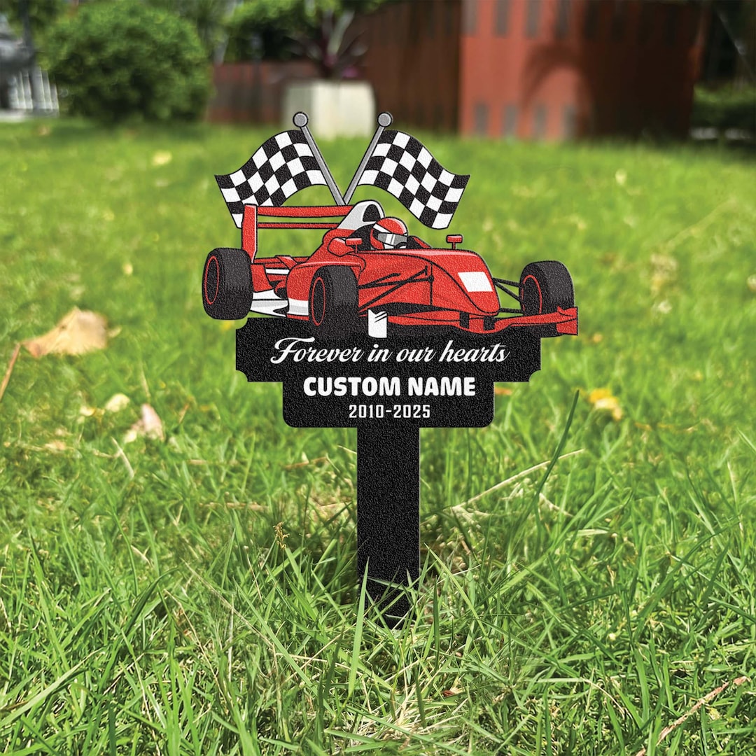 Personalized Dirt Track Racing Car Memorial Stake, Metal Stake ...