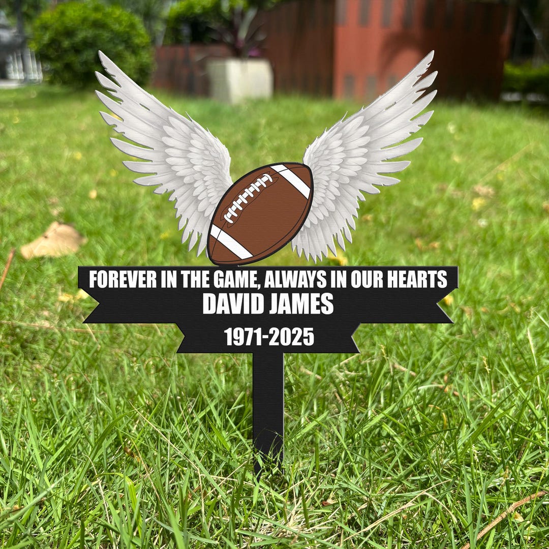 Custom Football Memorial Plaque Stake, Sympathy Sign, Human Grave Maker ...