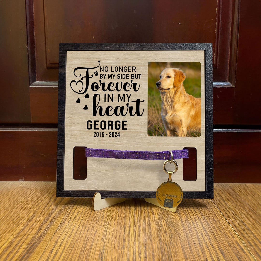 Dog Collar Sign Memorial, Pet Memorial Wooden Frame With Collar Holder ...