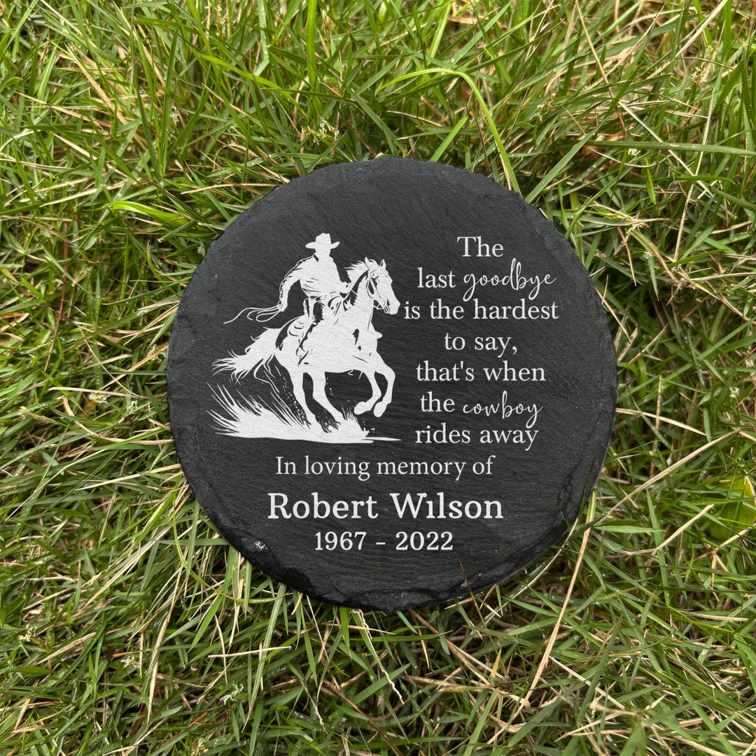 Cowboy Memorial Stone, Garden Stone, Gift for Horse Lover Equestrian ...