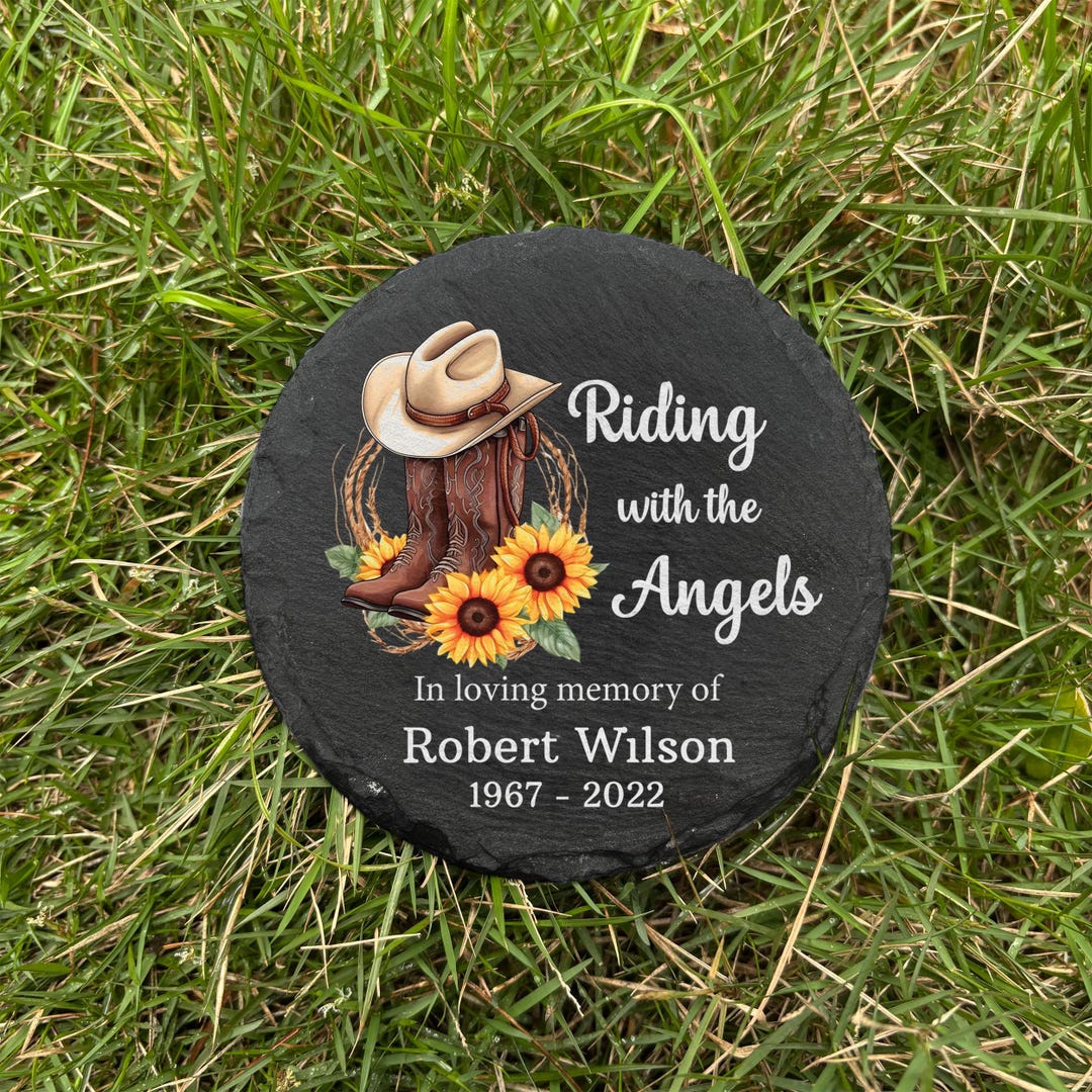 Cowboy Memorial Stone, Garden Stone, Gift for Horse Lover Equestrian ...