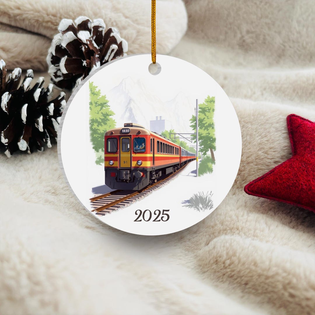 Custom Train Trip Ornament, Train Lovers Ornament, Vacation Travel Gift ...