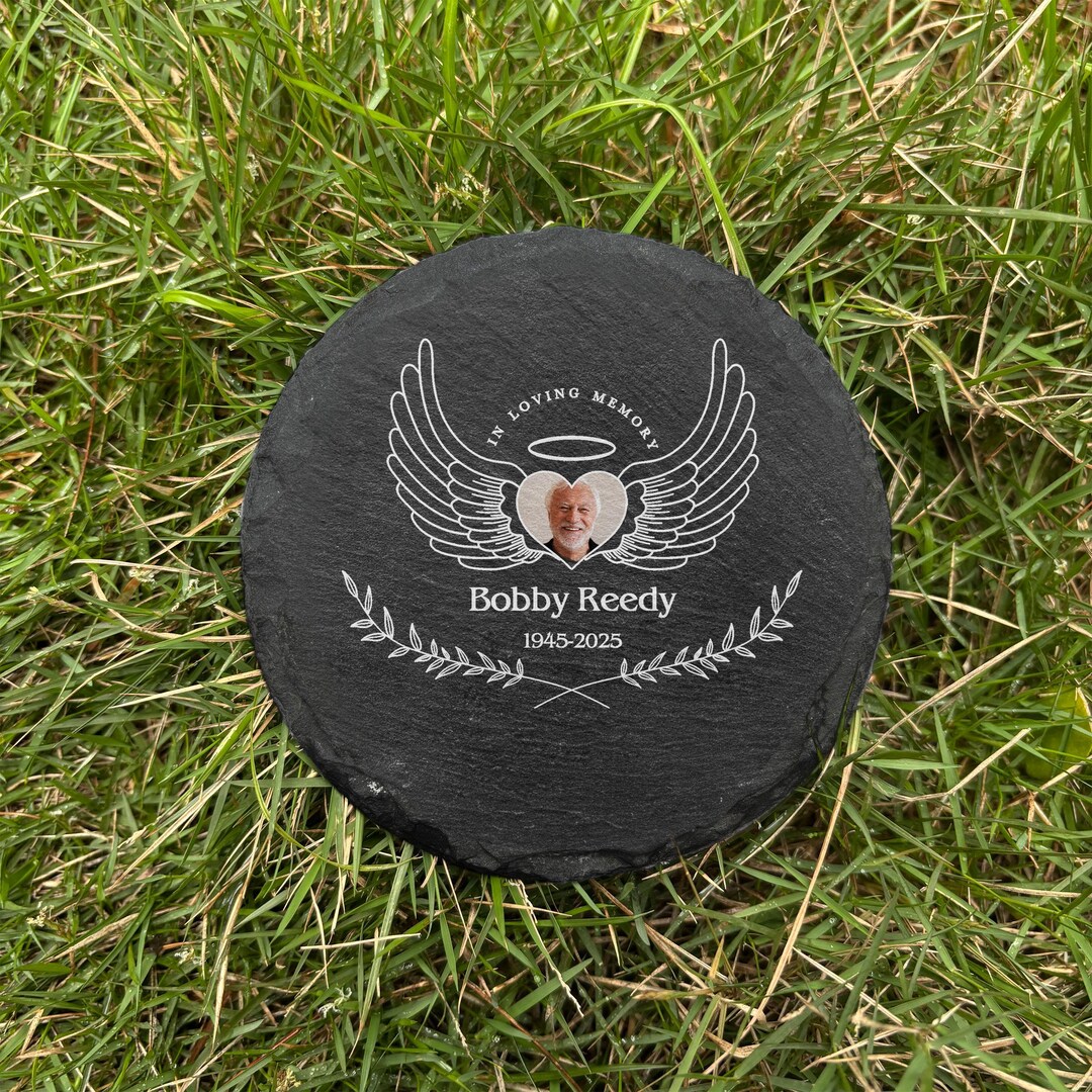 Custom Memorial Garden Stone, Remembrance Plaque Stake With Photo and ...