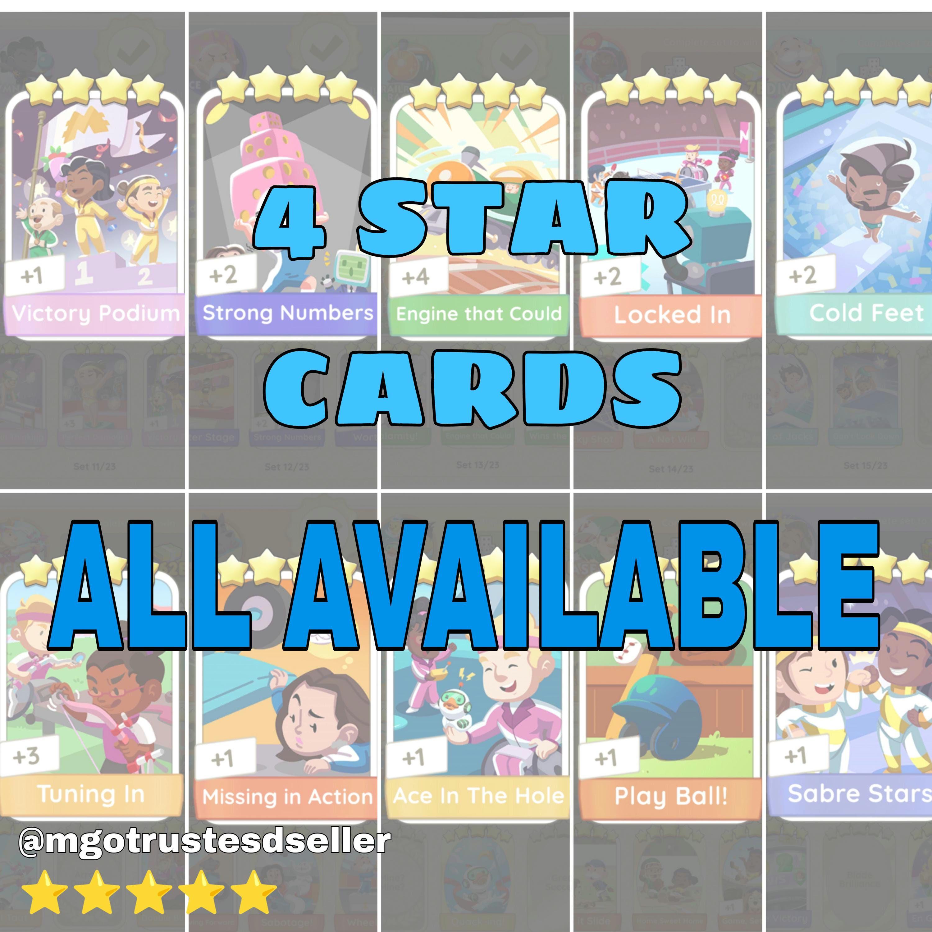 FOUR STAR CARDS , Monopoly Go Games L All Stickers Available L Fast ...