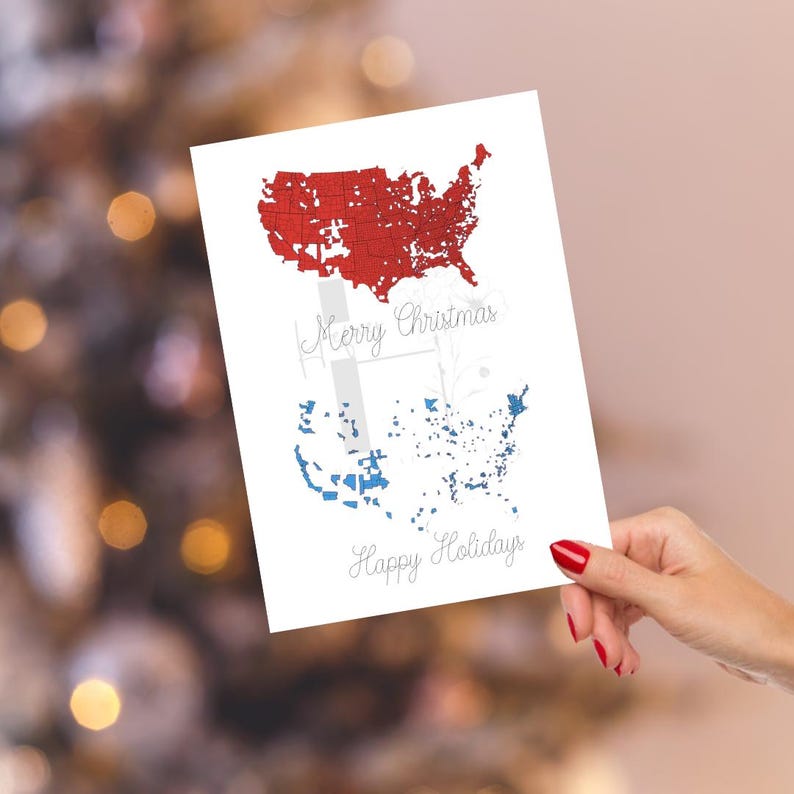 2024 Election Map Christmas Card, Red Wave Christmas Card, Voters ...