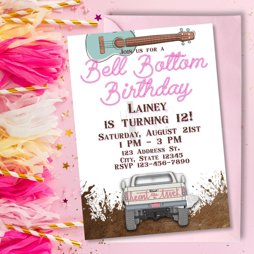 Bell Bottom Birthday Party Invitation Template, Lainey Wilson Theme ...