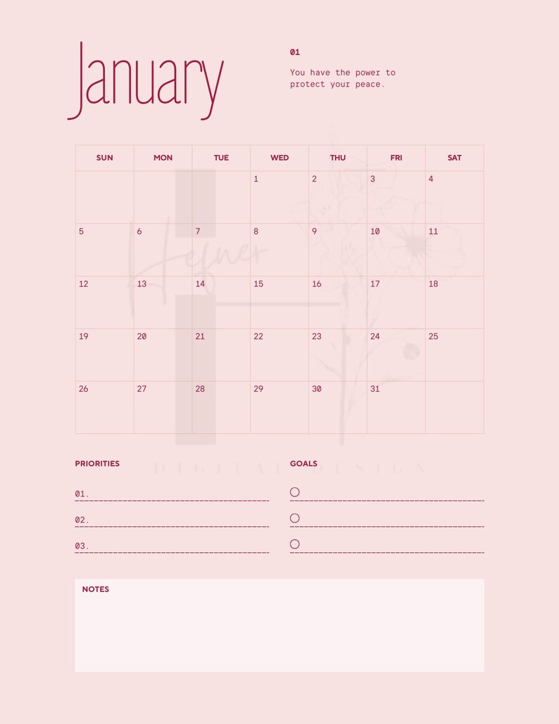 Pink Daisy 2025 Planner Download, 2025 Planner Editable Template, Girly ...