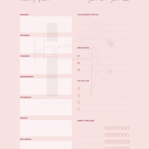 Pink Daisy 2025 Planner Download, 2025 Planner Editable Template, Girly ...