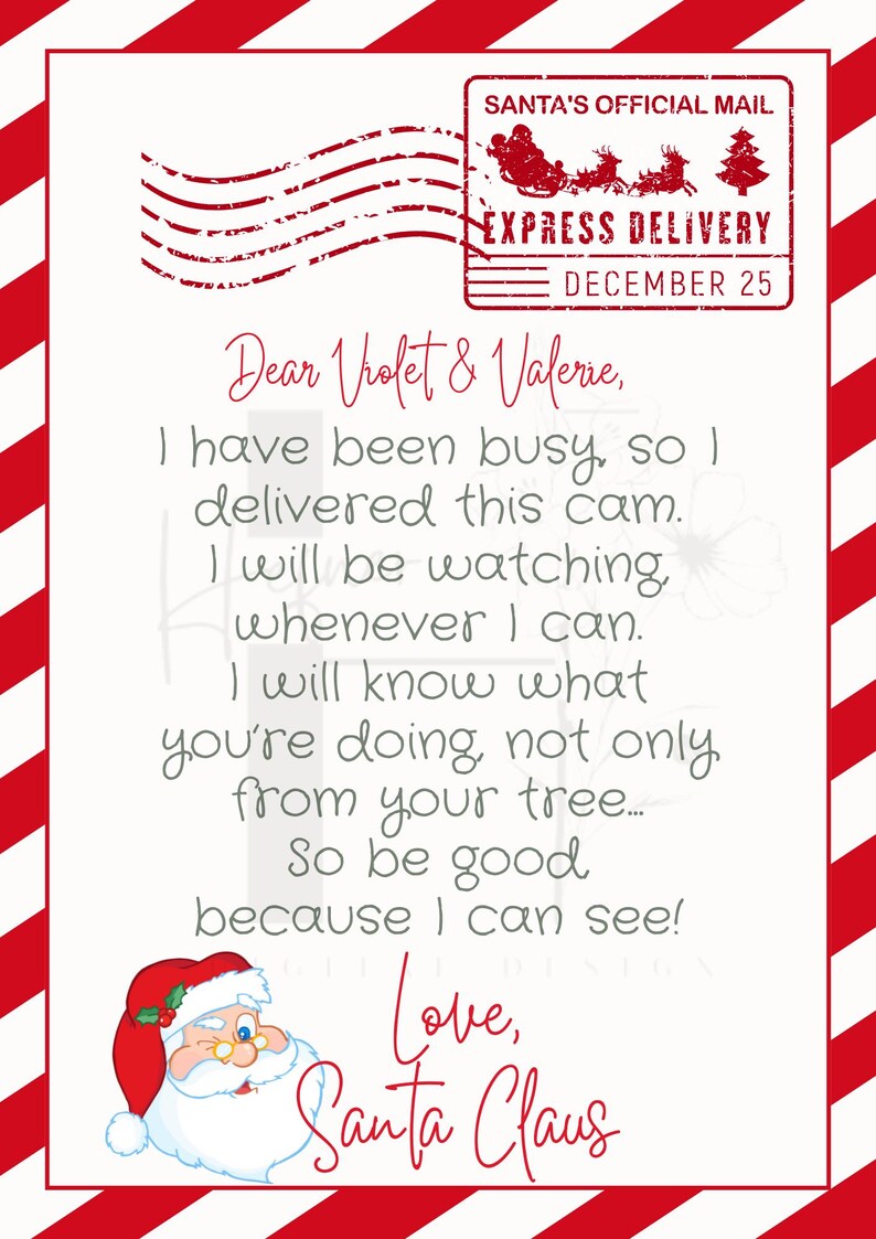 Santa Cam Letter Editable Template, Santa Cam Letter for Kids Editable ...