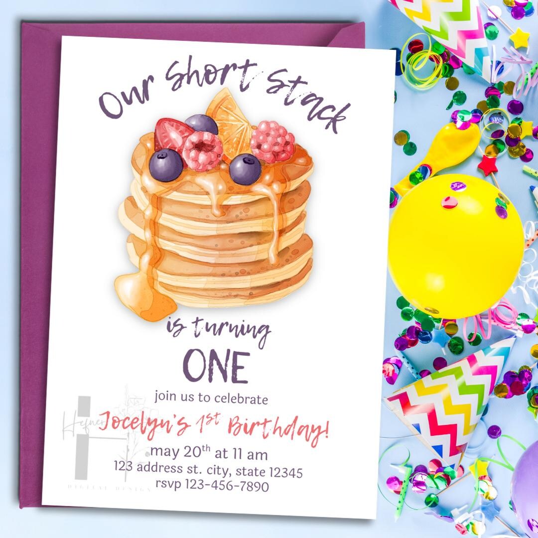 Short Stack Birthday Invitation Template, Short Stack Pancake Birthday ...