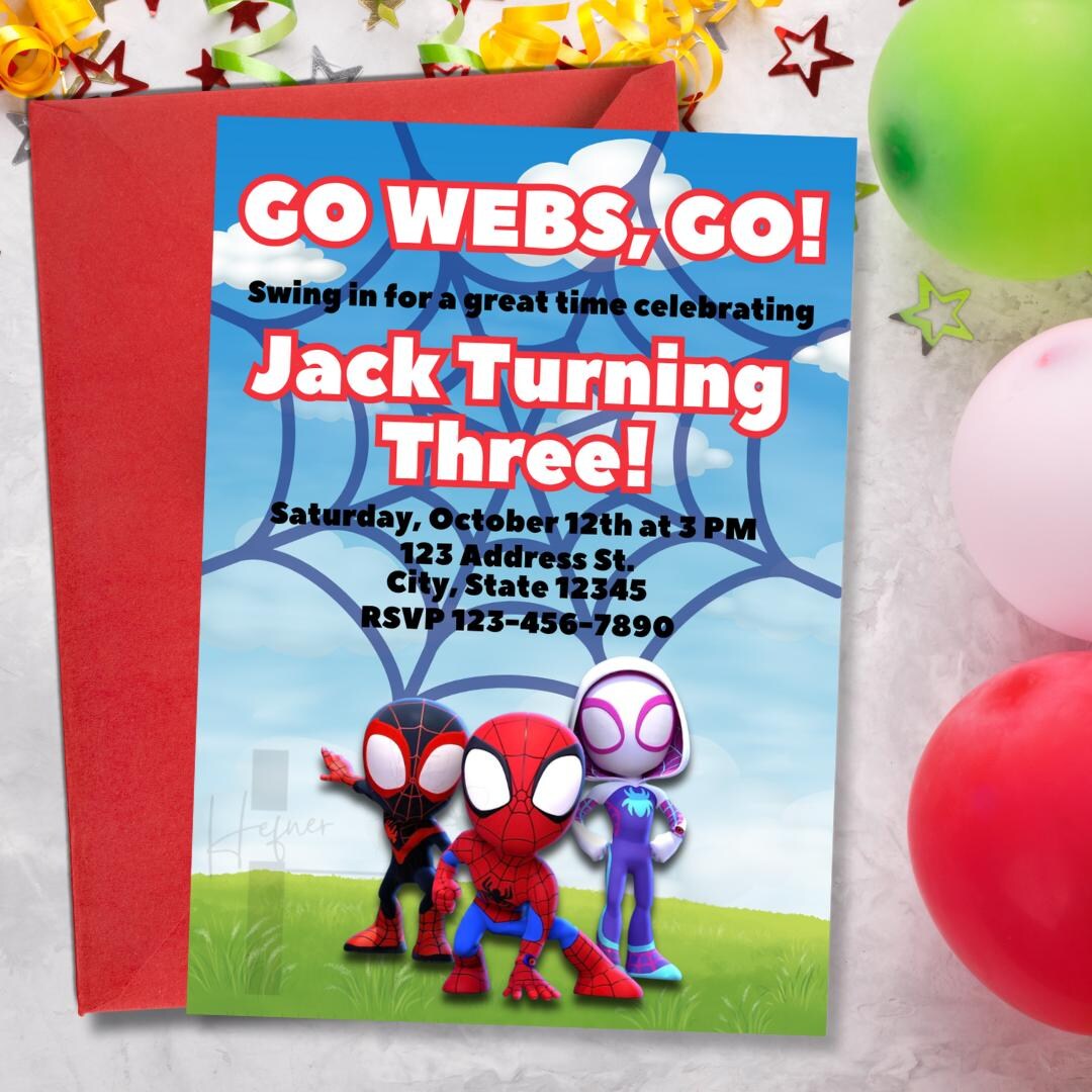Spidey and His Amazing Friends Birthday Invitation Template, Spidey ...