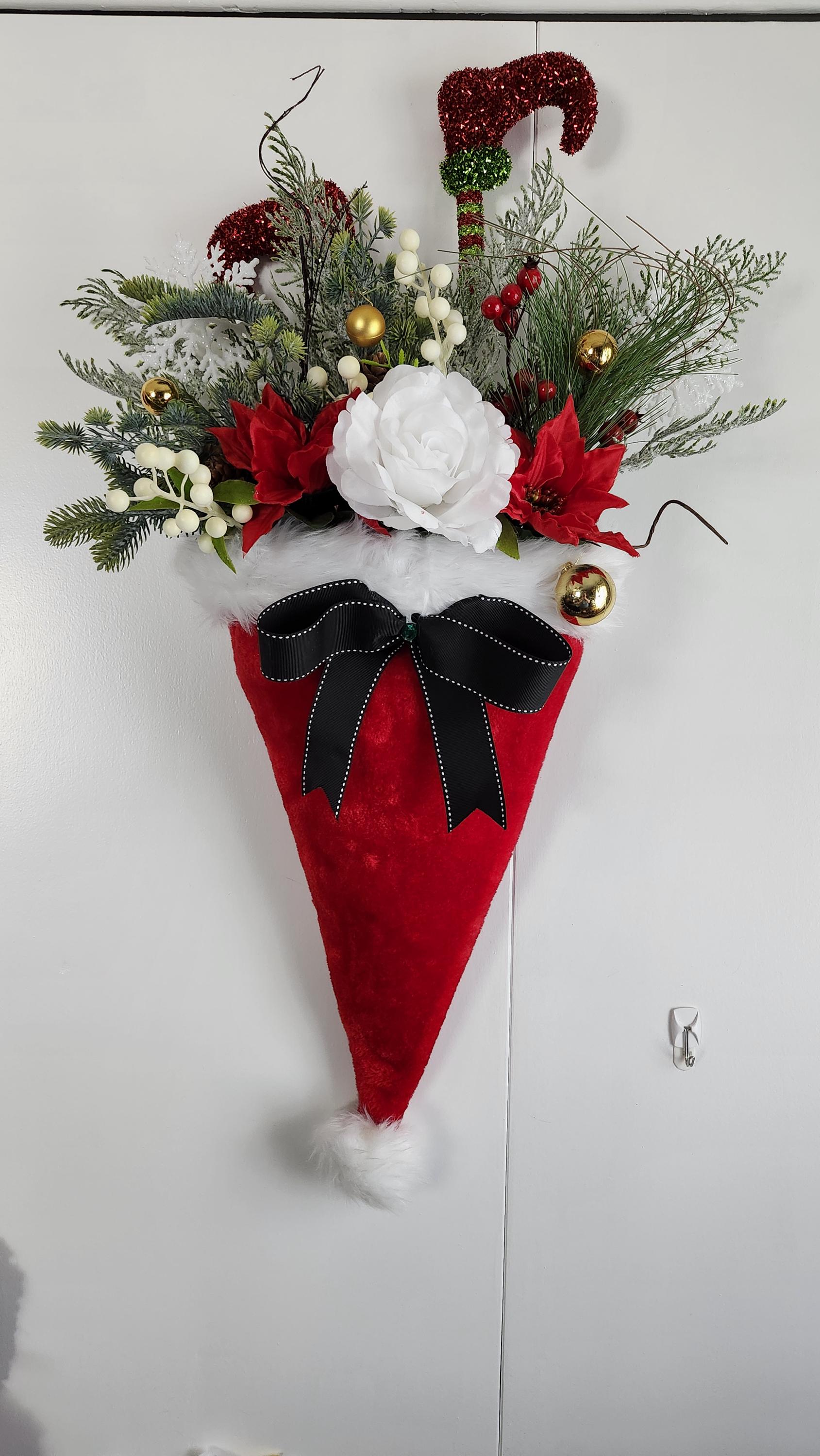 Christmas Sants Hat Floral Wall/door Decor - Etsy