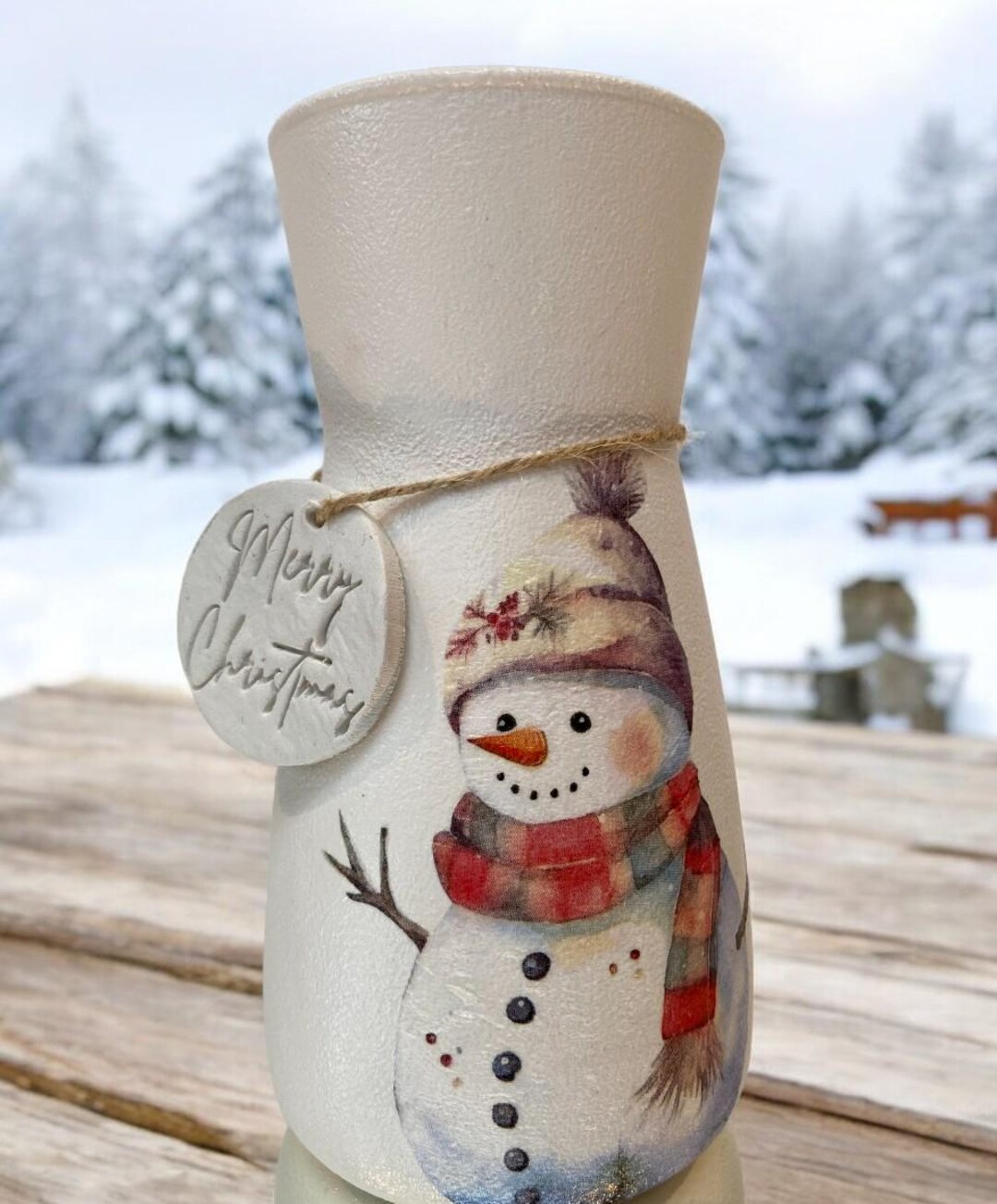Snowman Vase - Etsy UK