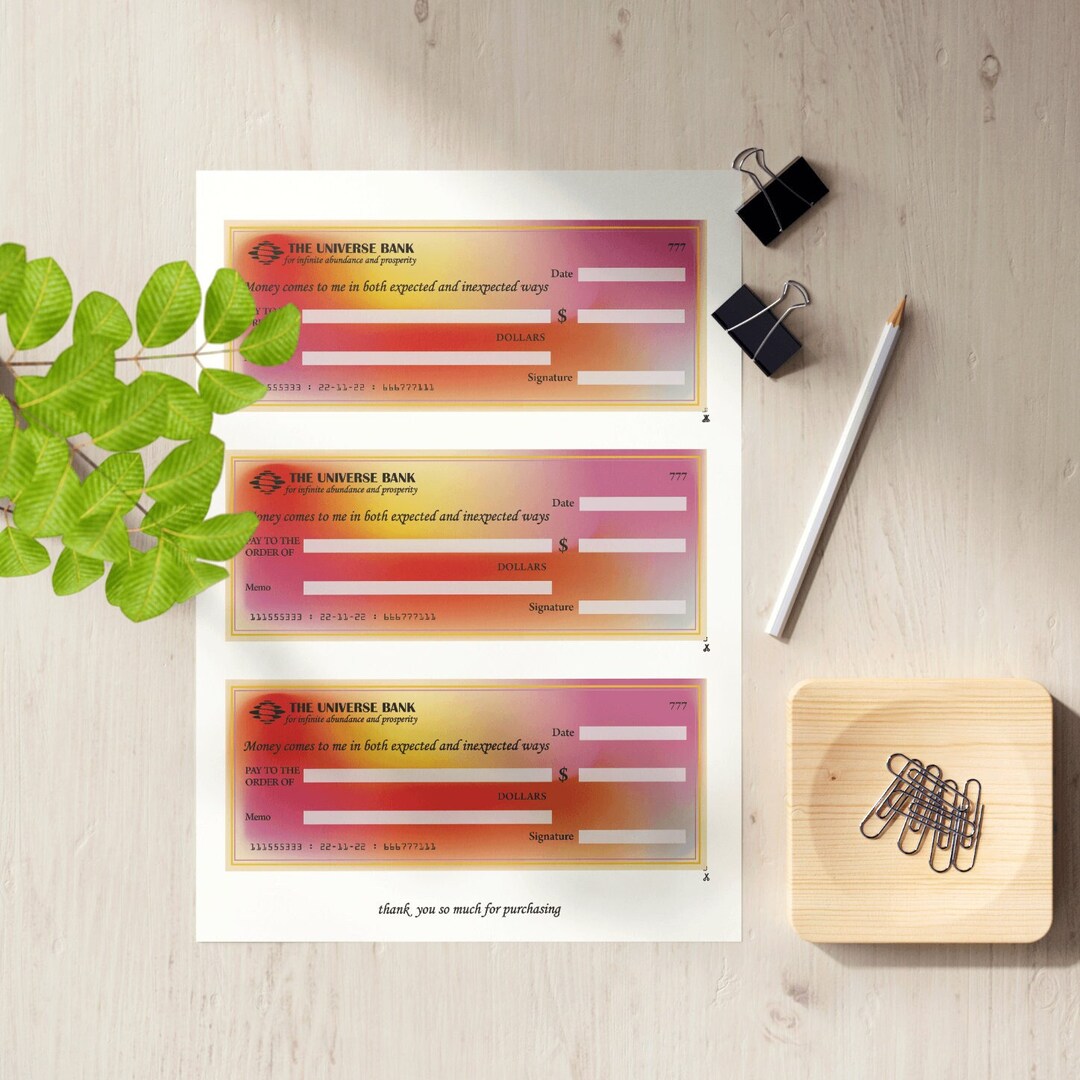 Blank Abundance Cheque, Manifestation Using Law of Attraction ...