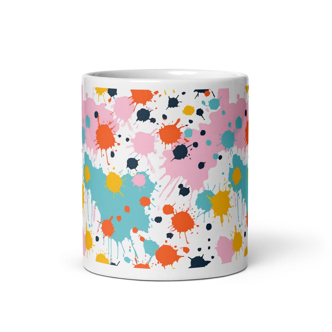 Coffee Cup, Handmade Splatter Paint Ceramic Cup Multicolor, Daisy ...