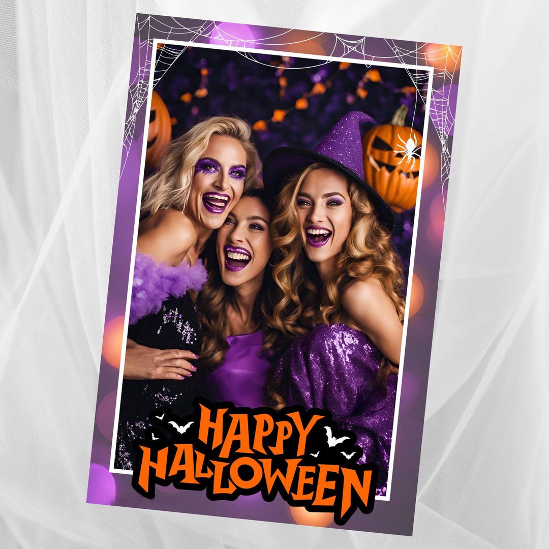 4x6 Vertical Purple Orange Single Pose Happy Halloween Photo Booth ...