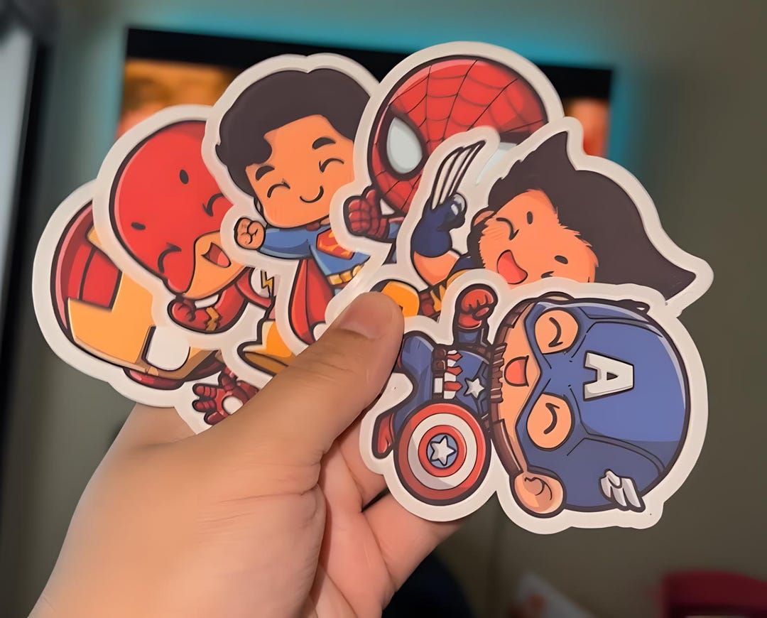 Adorable Superheroes Sticker Set Kawaii Superheroes Stickers - Etsy