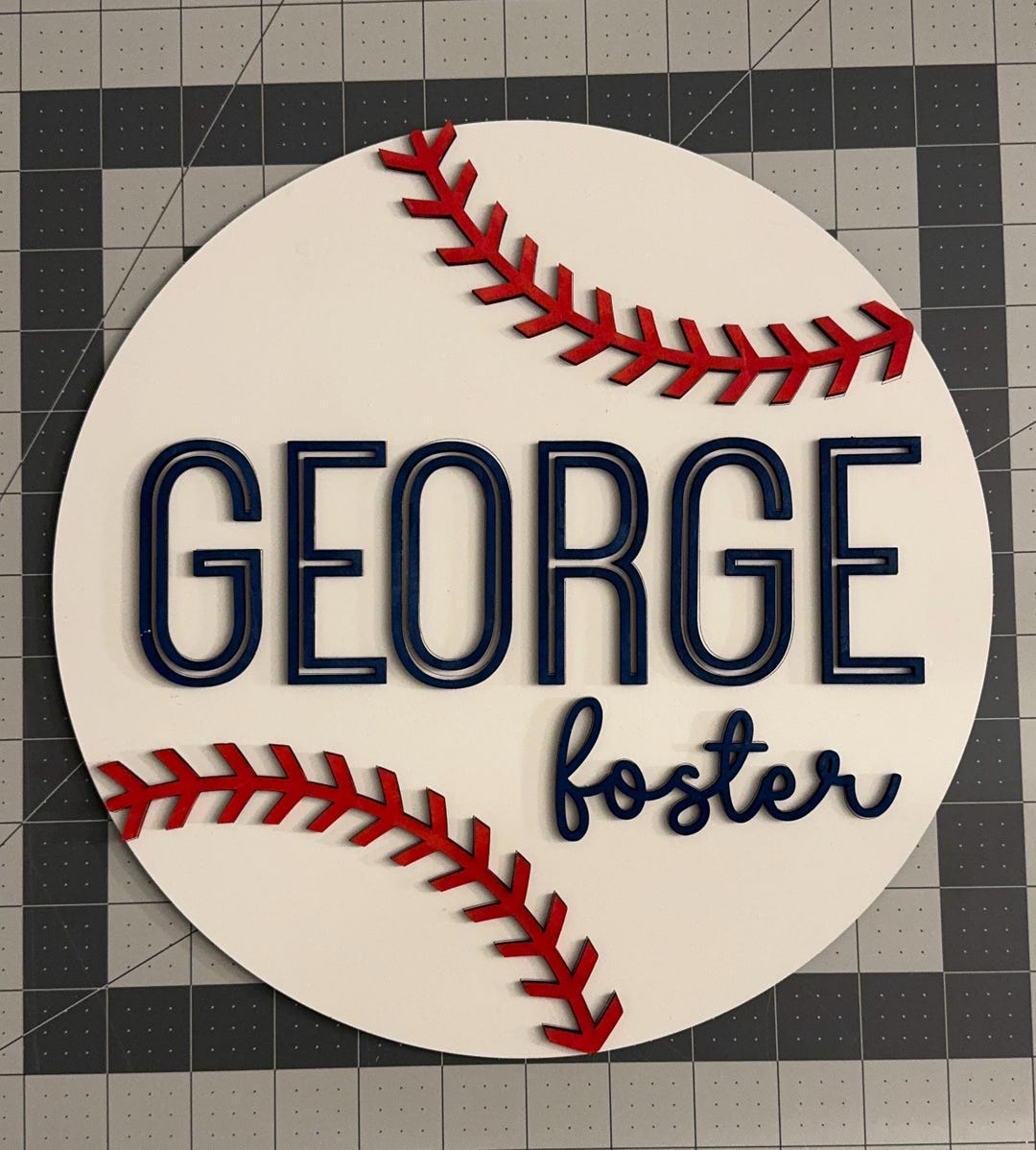 Round Baseball Name Sign, Personalized Wood Sign, Personalized Baseball ...