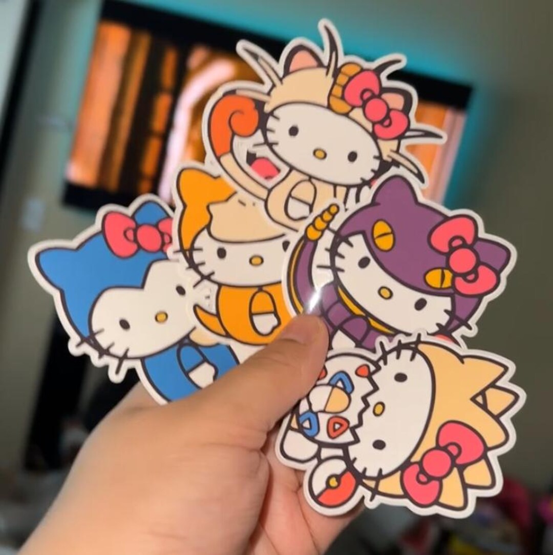 Adorable Hello Kitty Pokemon Sticker Set Kawaii Hello Kitty Stickers - Etsy