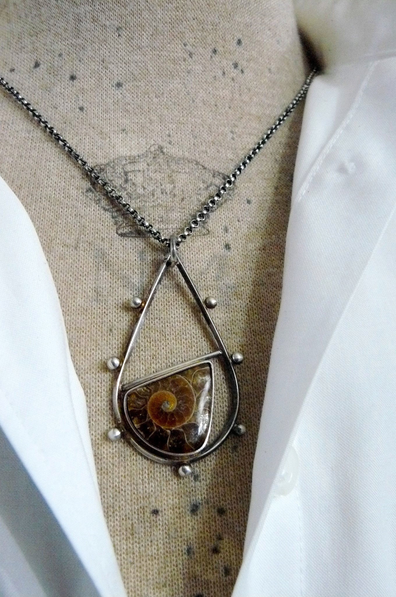 Secrets Ammonite Pendant Natural Statement Necklace | Etsy