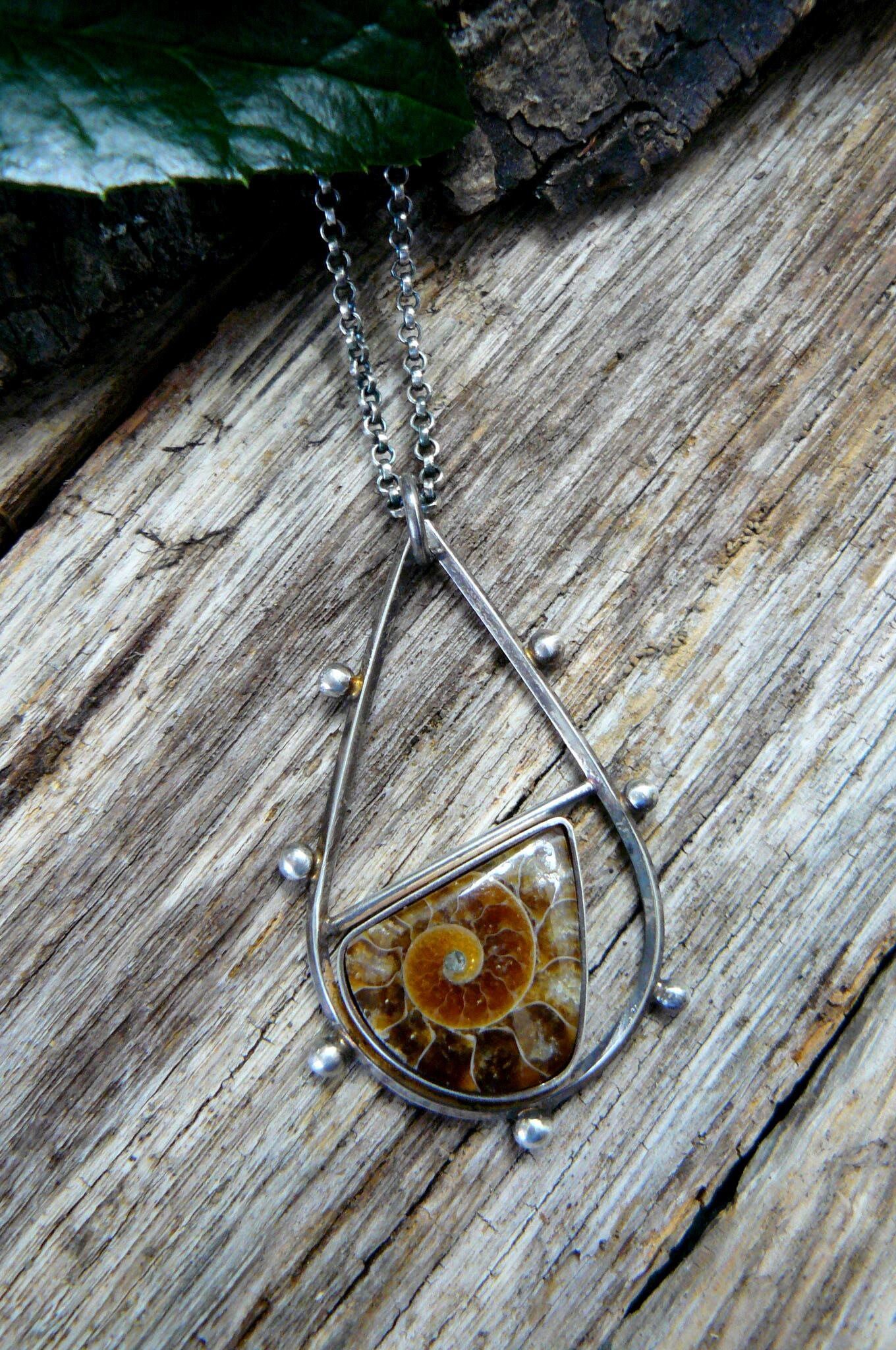 Secrets Ammonite Pendant Natural Statement Necklace | Etsy