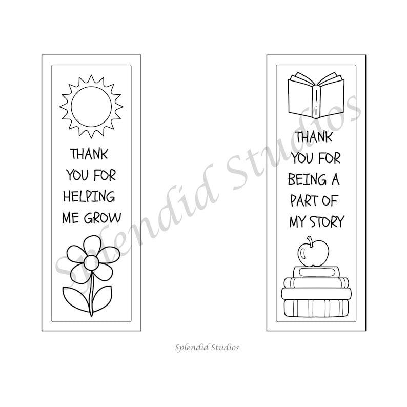 Printable Teacher Gift: DIY Coloring Bookmarks for Teachers and School ...