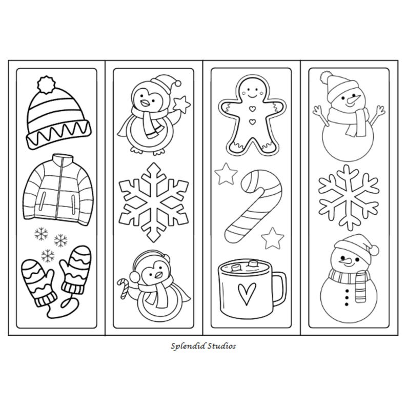Printable Winter Bookmarks: DIY Coloring Designs for Kids, Preschool ...