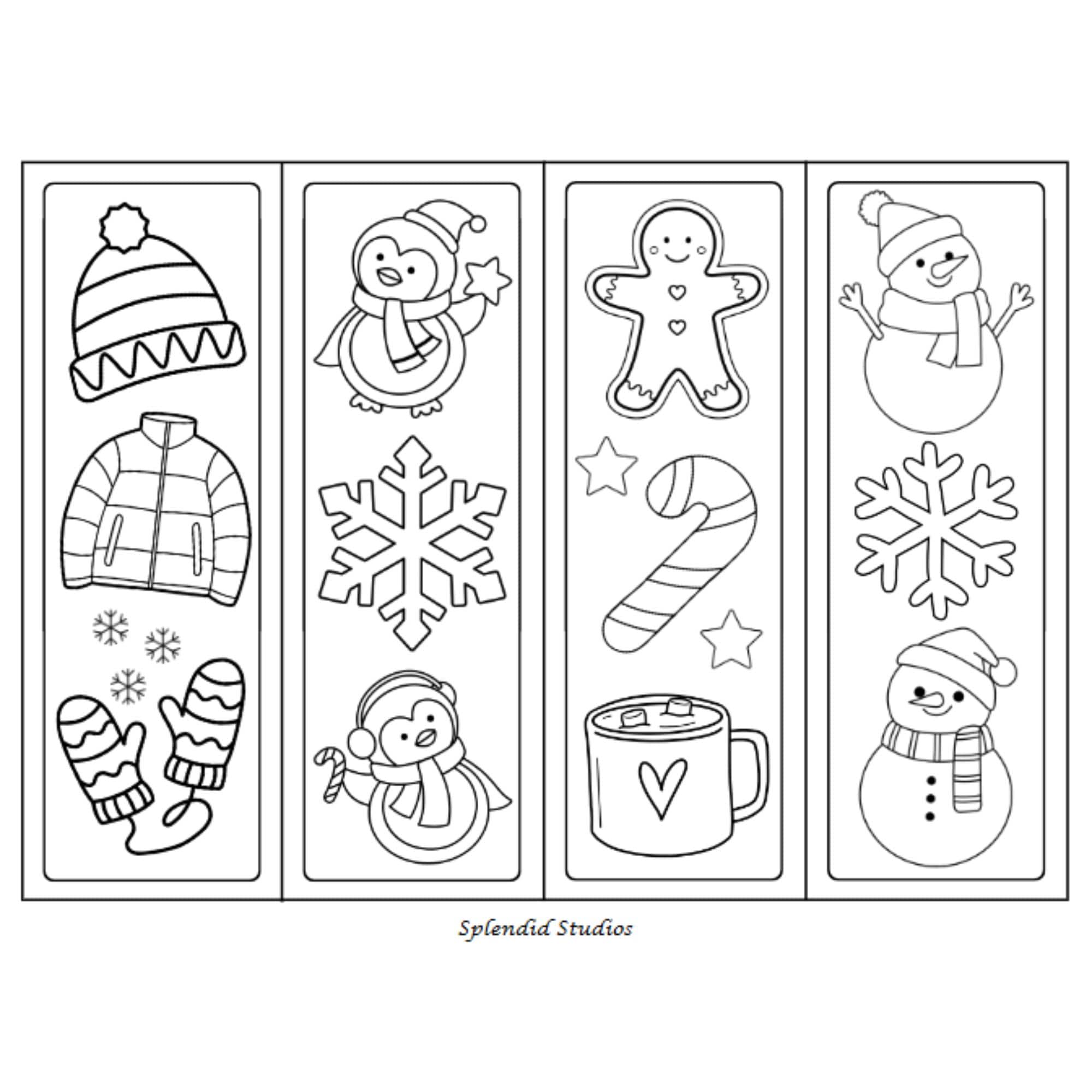 Printable Winter Bookmarks: DIY Coloring Designs for Kids, Preschool ...