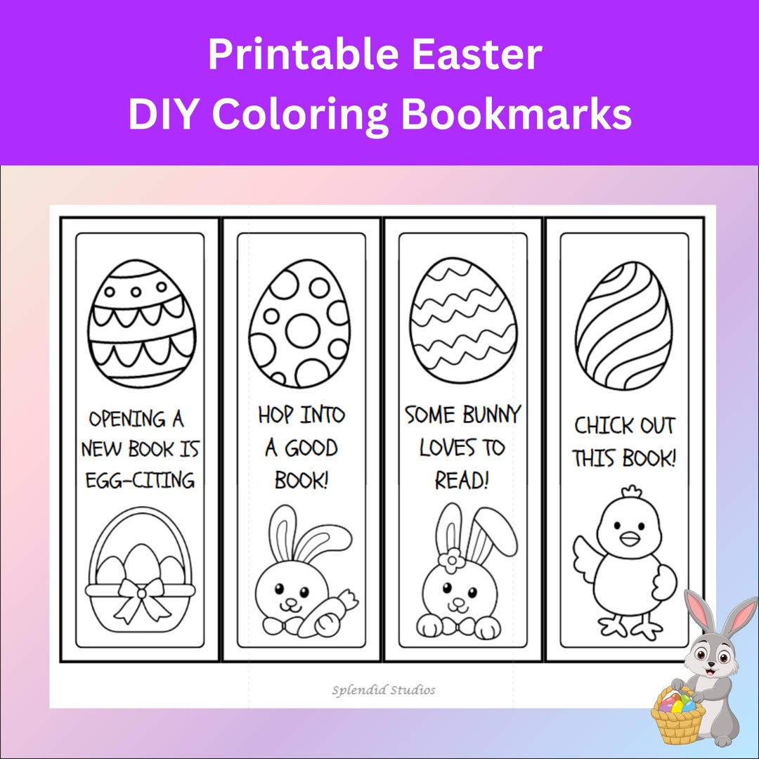 Printable Easter Craft: DIY Coloring Bookmarks for Easter Baskets or ...
