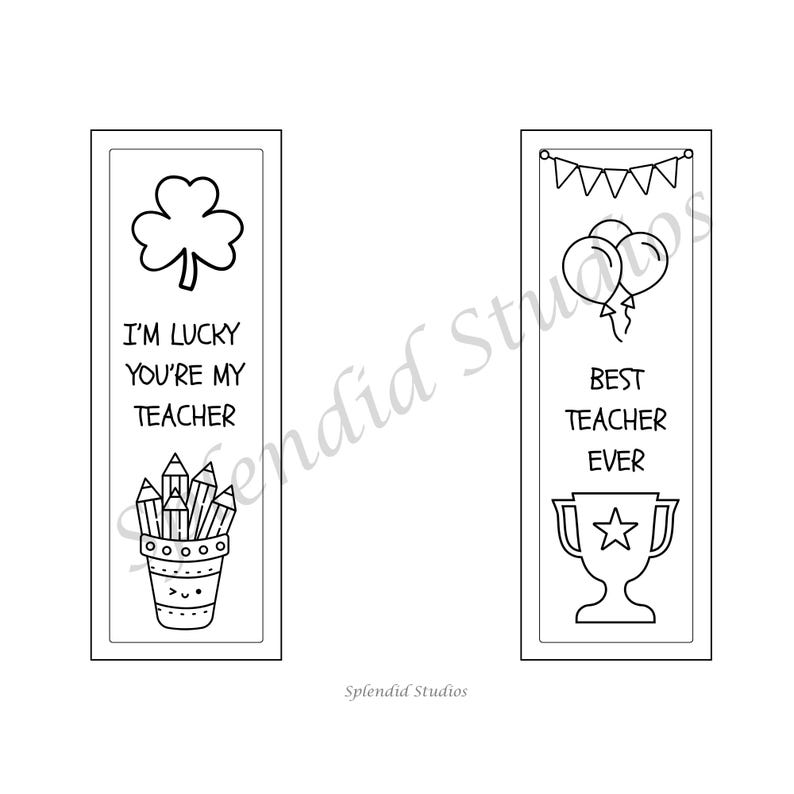 Printable Teacher Gift: DIY Coloring Bookmarks for Teachers and School ...