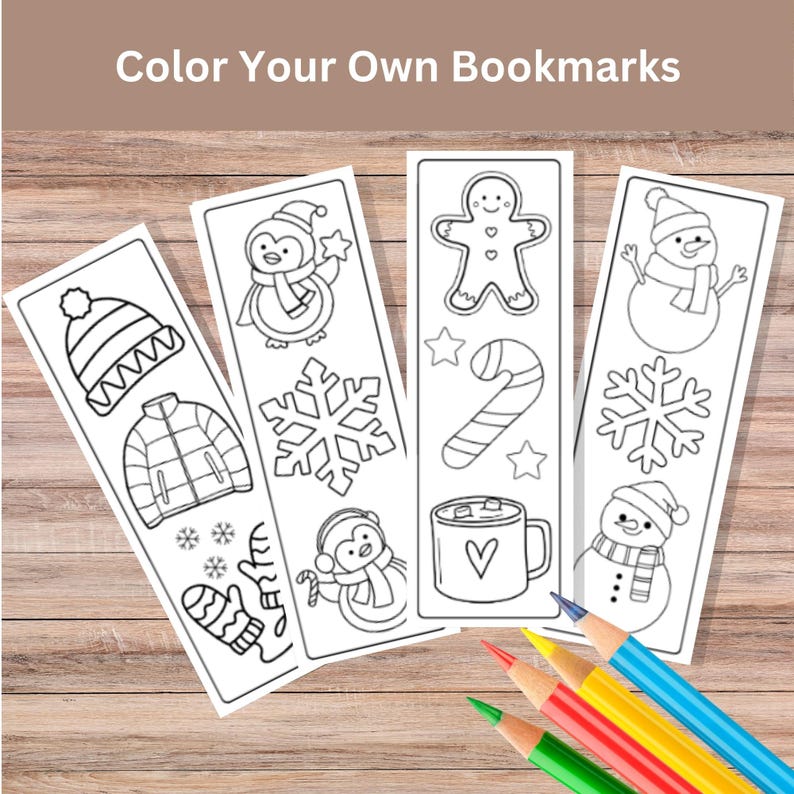 Printable Winter Bookmarks: DIY Coloring Designs for Kids, Preschool ...