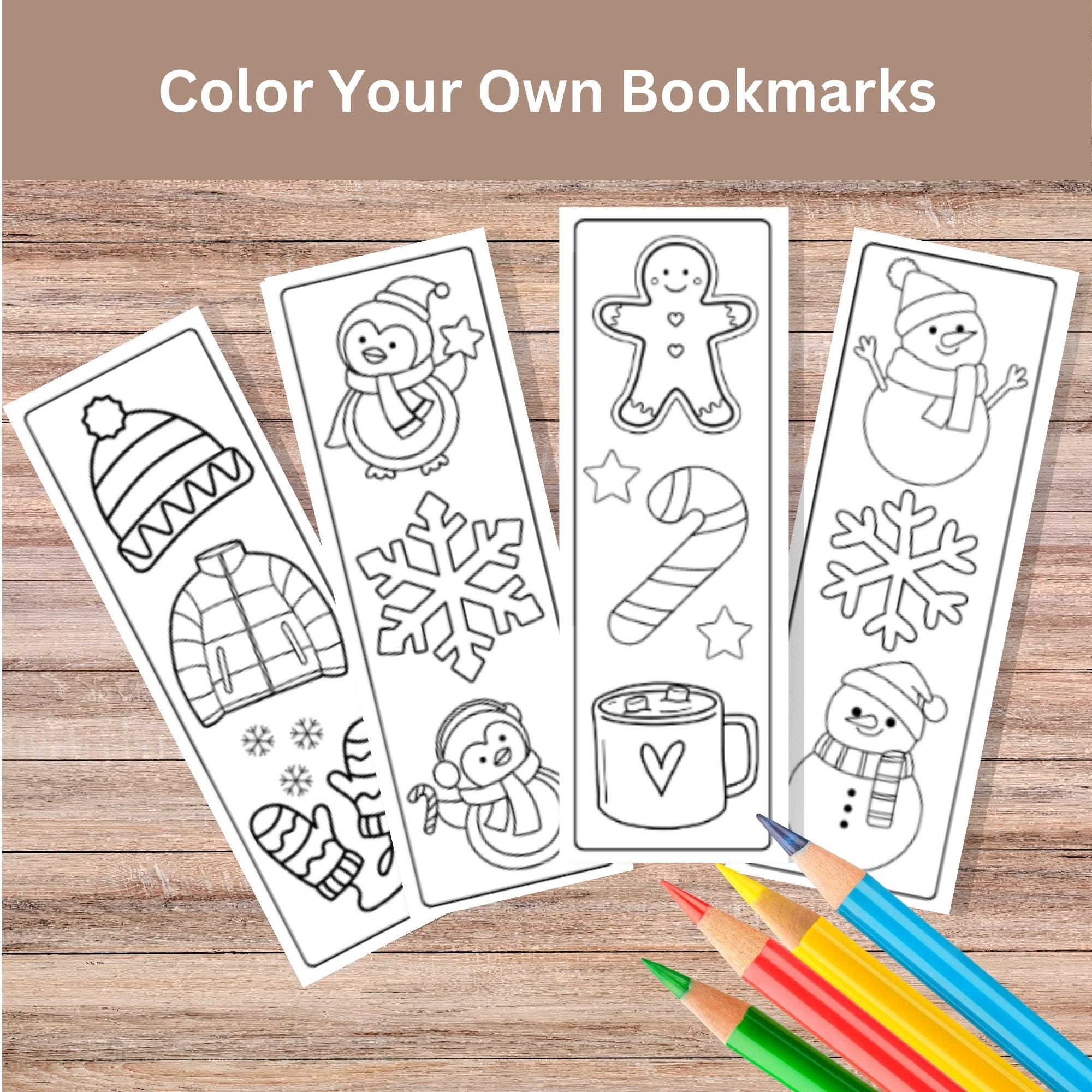 Printable Winter Bookmarks: DIY Coloring Designs for Kids, Preschool ...