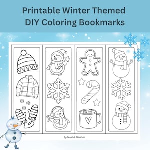 Printable Winter Bookmarks: DIY Coloring Designs for Kids, Preschool ...