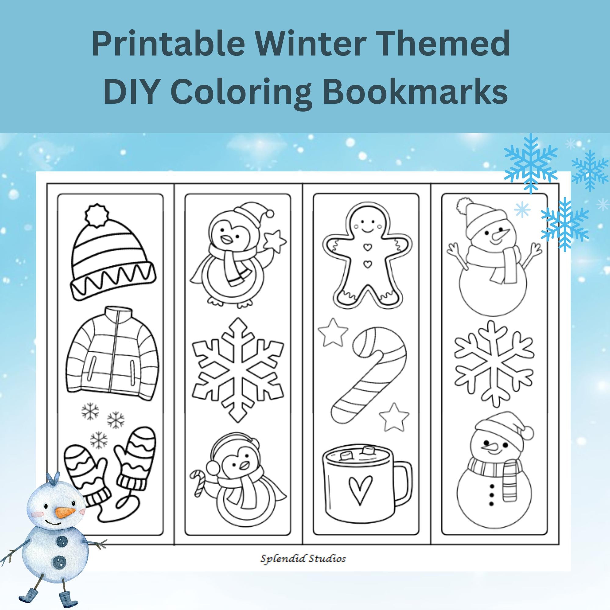 Printable Winter Bookmarks: DIY Coloring Designs for Kids, Preschool ...
