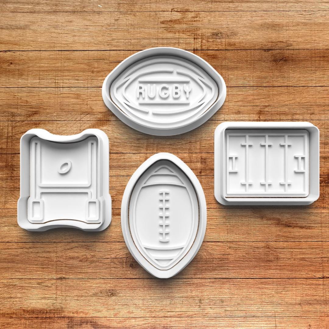 Rugby Cookie Cutter Set: 3D Printed Ball, Goal Posts, Stadium - Etsy