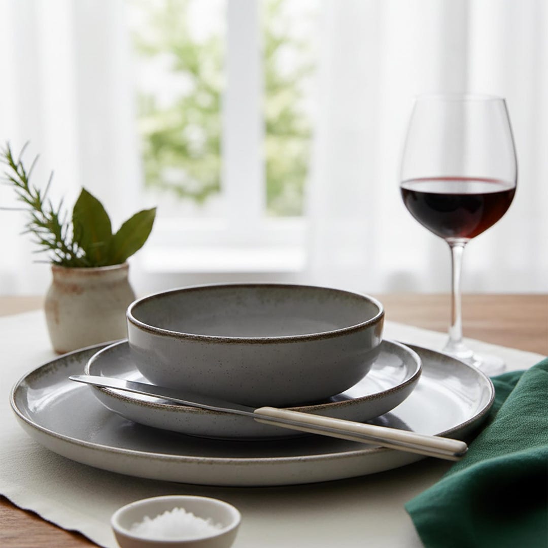 Modern Grey Porcelain Dinnerware Set: Table Setting for 1-12 Persons - Etsy